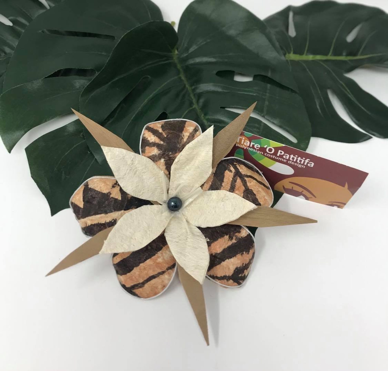 Authentic Tapa Cloth Flower & Freshwater Pearl. - Etsy