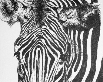 Original Pen and Ink Pointillism Drawing of a RABBIT | Etsy