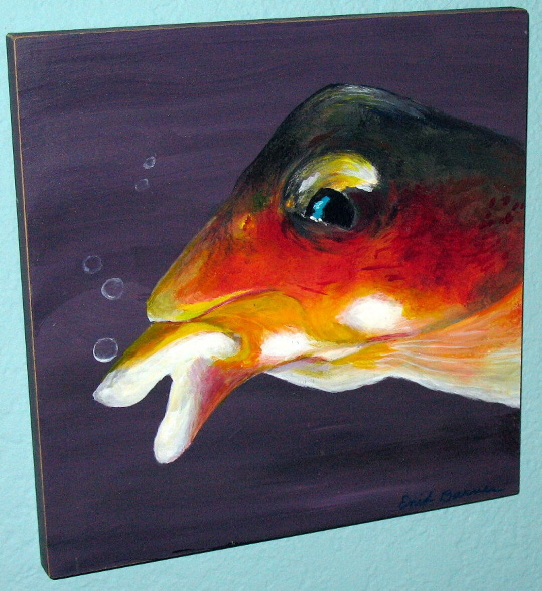 Original Acrylic SEA ROBIN Fish Painting With Bubbles - Etsy
