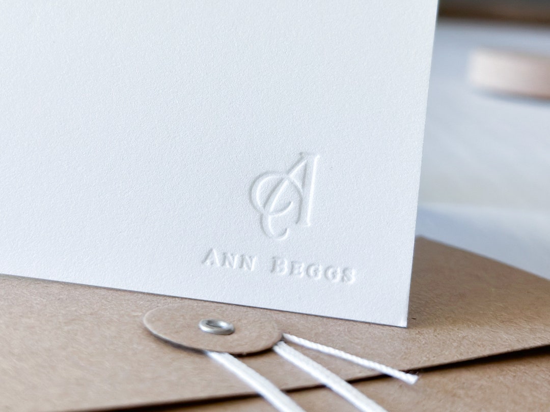 Personalized Minimalist Stationery Set Size | Custom Letterpress | A2 ...