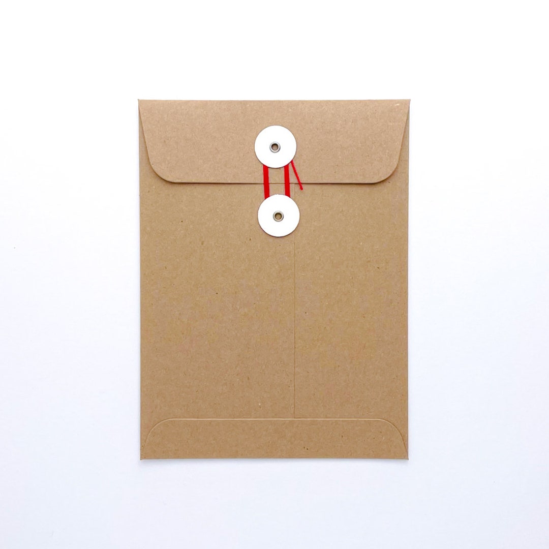 A6 String Tie Envelope White Buttons String and Button Kraft Paper ...