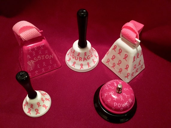 25 Small Breast Cancer Themed Tea Bells White Base With Pink - Etsy