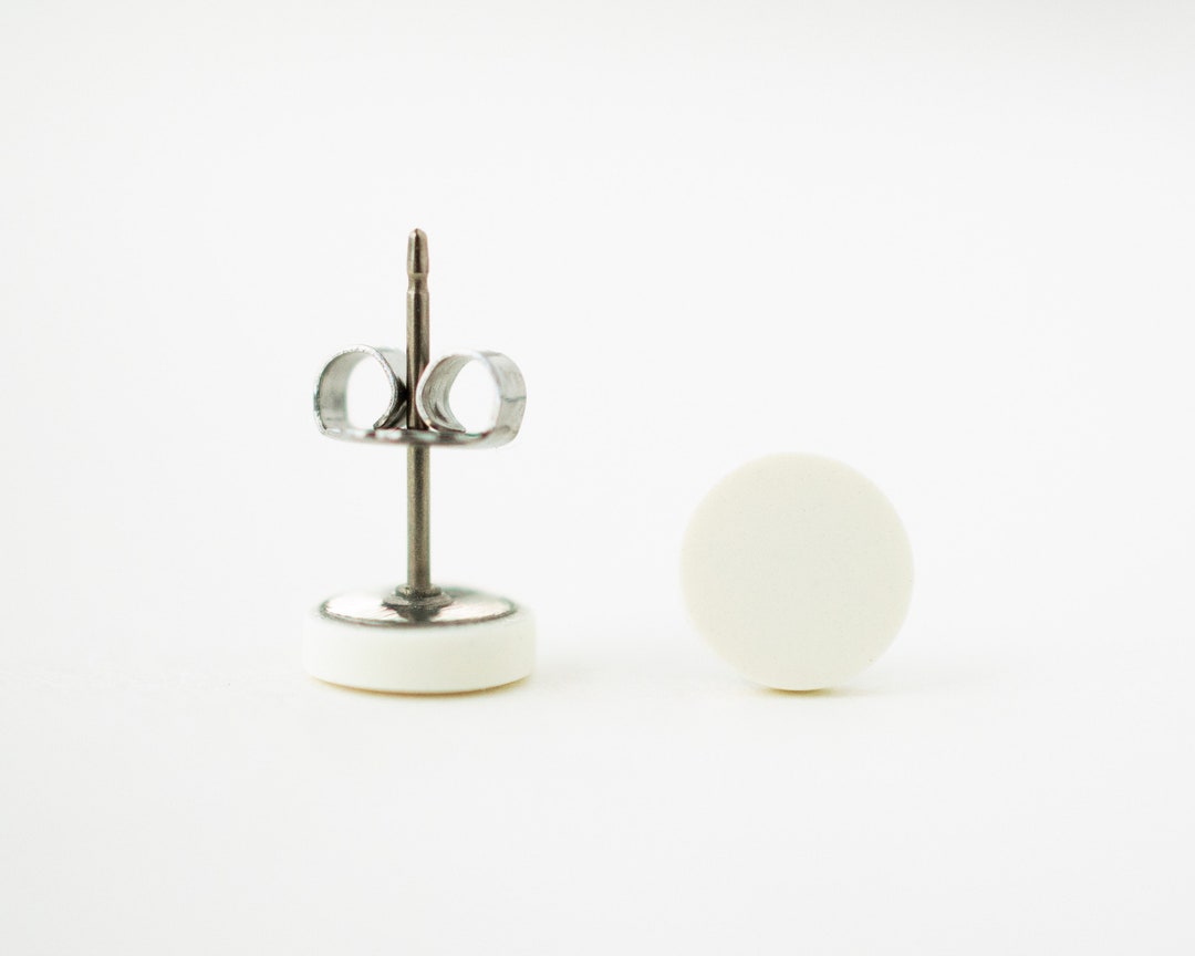 Off-white Studs, Limited Edition Color, Matte Earrings, Unisex Studs, Neutral Stud Earrings ...