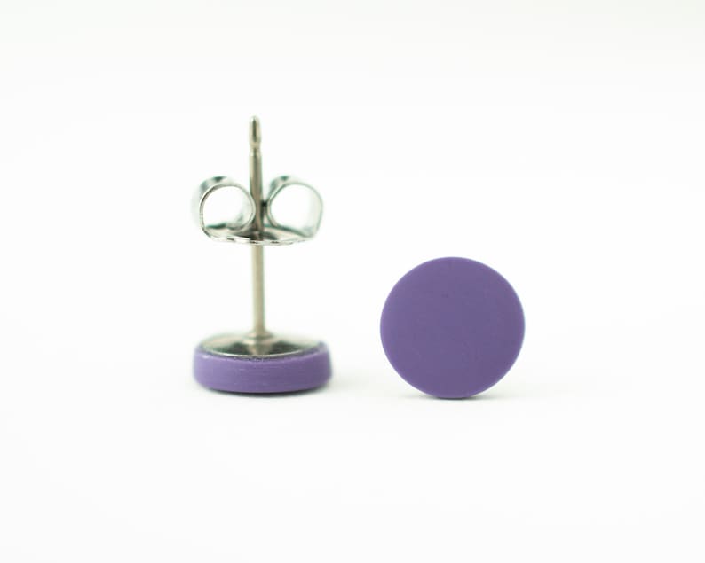 Purple Studs, Matte Purple Earrings, Unisex Earrings, Matte Purple ...