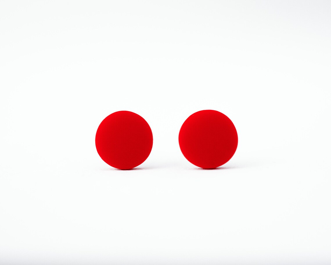 Red Studs Matte Red Earrings Unisex Earrings Matte Red - Etsy