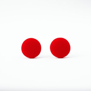 Red Studs, Matte Red Earrings, Unisex Earrings, Matte Red Studs, Red ...