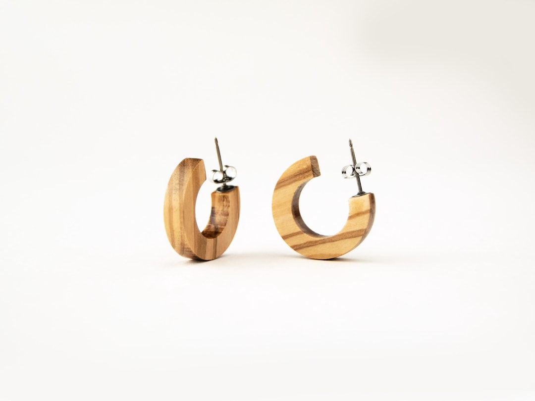 Small Chunky Wood Hoops Handmade From Olive Wood Boho Jewelry for ...