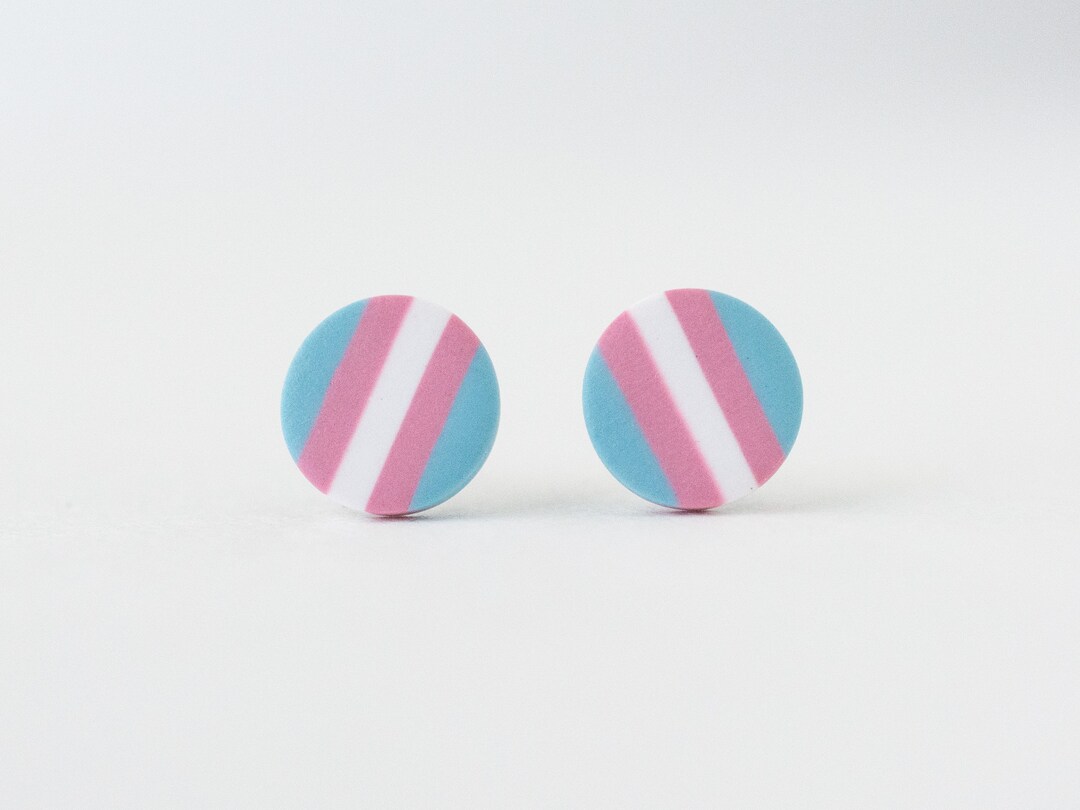 Trans Flag Stud Earrings LGBTQ Jewelry Queer Subtle Pride Post Earrings ...