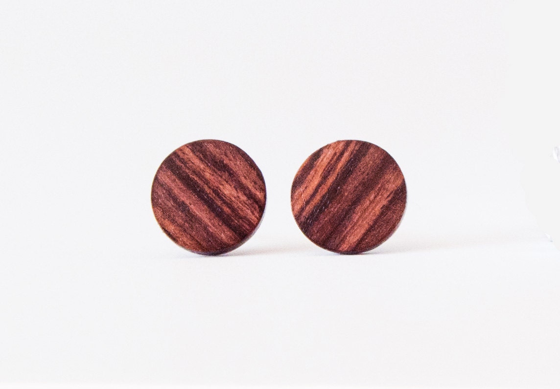 Kingwood Stud Earrings Wood Earrings Unisex Mens Stud | Etsy
