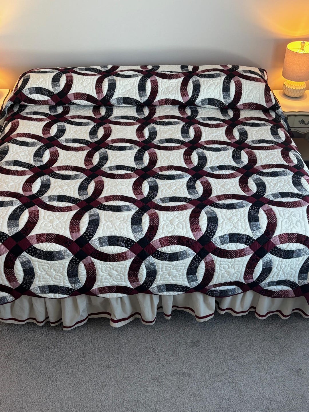 Double Wedding Ring Patchwork Amish Quilt 104x114 - Etsy