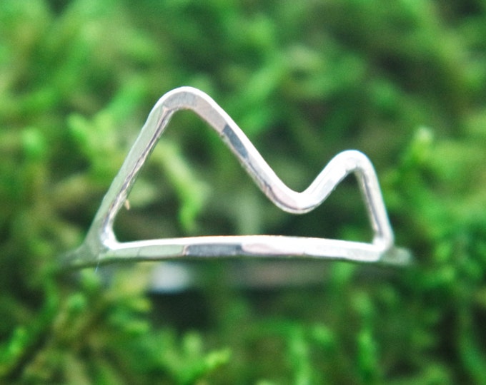 Mountain Range Ring Stacking Ring Midi Ring Silver Ring Band Textured ...