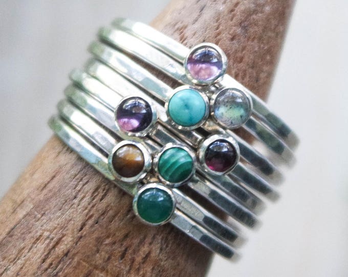3mm Stone Stacking Ring | Stacking Ring | Onyx Ring | Amethyst Ring ...