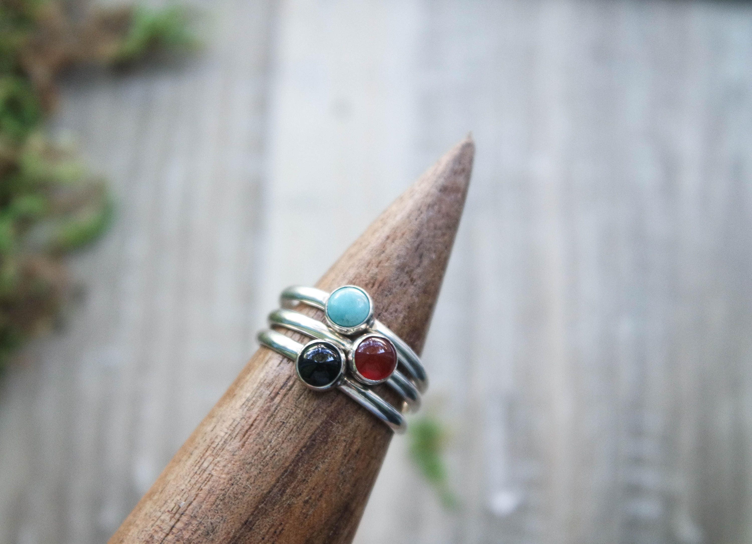 5mm Stone Stacking Ring Turquoise ring Tigers Eye ring | Etsy