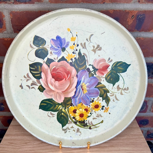 Floral Metal Tray - Etsy