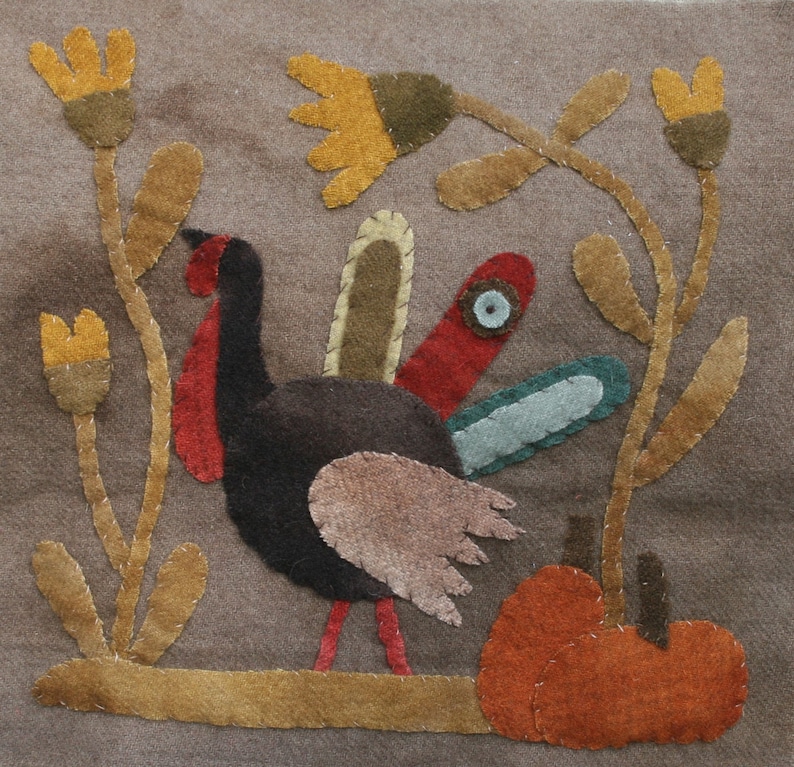Wool Applique Pattern Turkey Lurkey Pillow by Maggie Bonanomi - Etsy