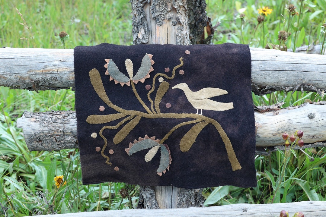 Primitive Wool Applique - Perched by Maggie Bonanomi - Blackberry ...