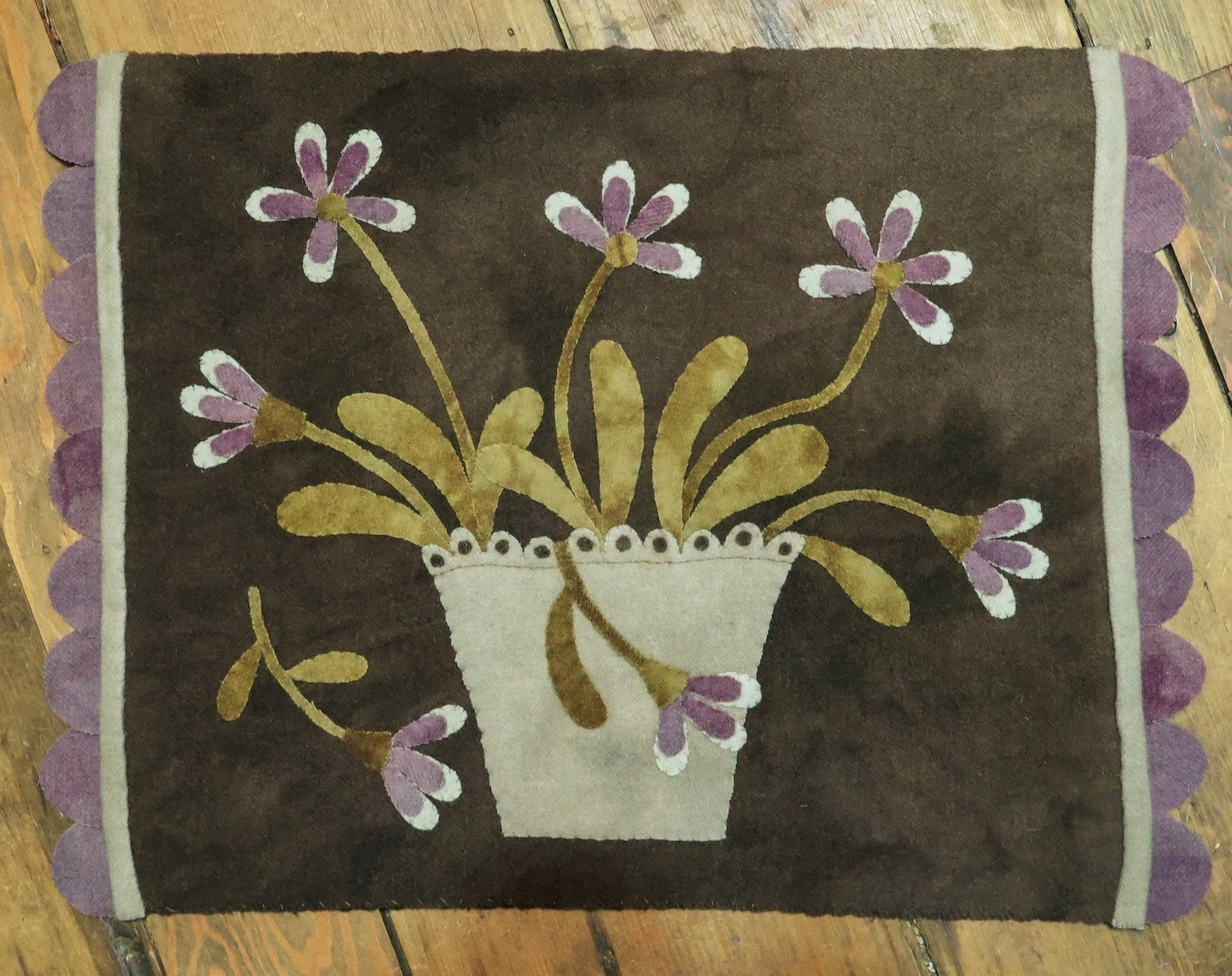 Wool Applique Pattern A Pot of Violets Designed by Maggie Bonanomi ...