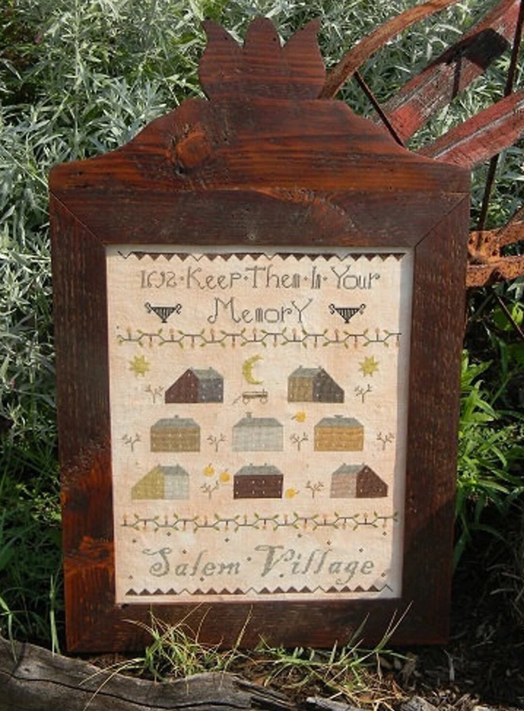 Primitive Cross Stitch Pattern Salem Village by Lori Brechlin - Etsy