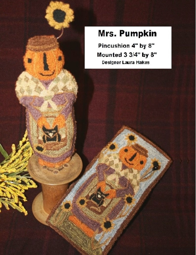 Primitive Punch Needle Pattern Mrs. Pumpkin by Fiddlestix | Etsy