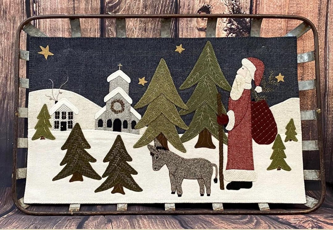 Wool Applique Pattern Santa in the Woods Designed by Karen Yaffe Kit ...
