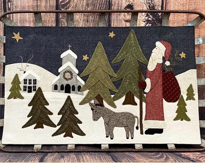 Wool Applique Pattern Santa in the Woods Designed by Karen Yaffe - Kit ...
