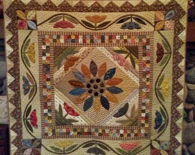 Primitive Quilt Pattern - Field of Flowers Applique Quilt Pattern - Etsy