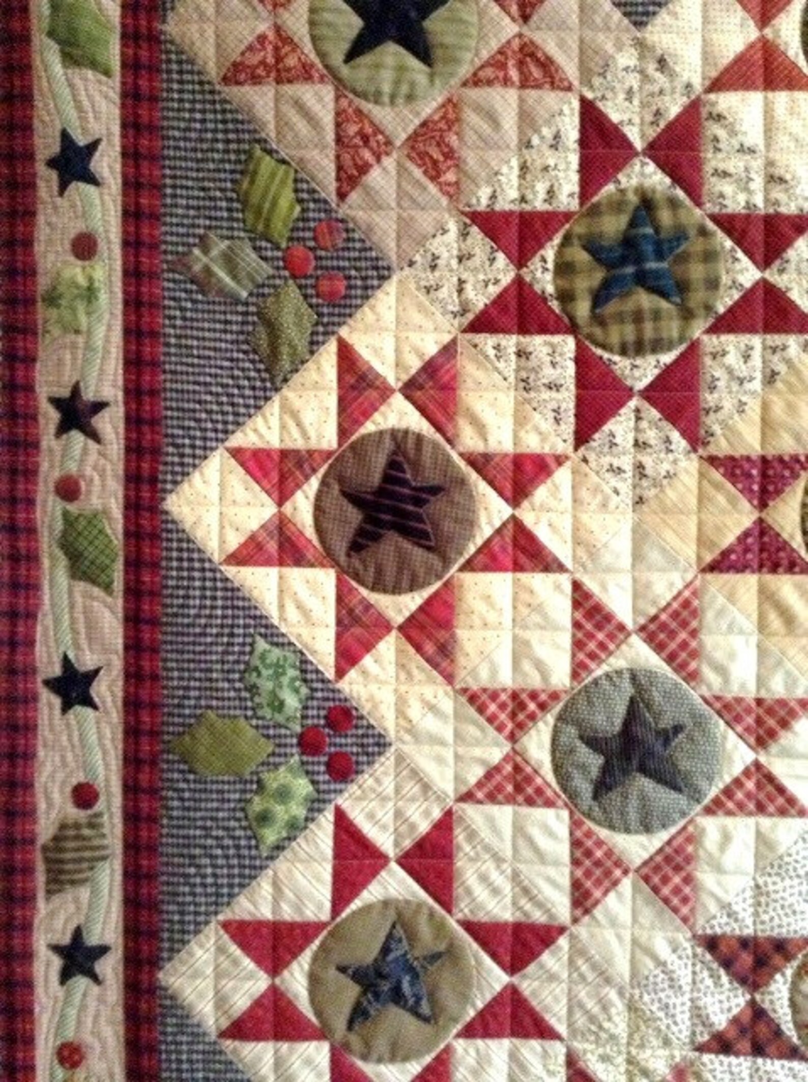 Primitive Quilt Pattern Stars and Holly Berries by Norma - Etsy