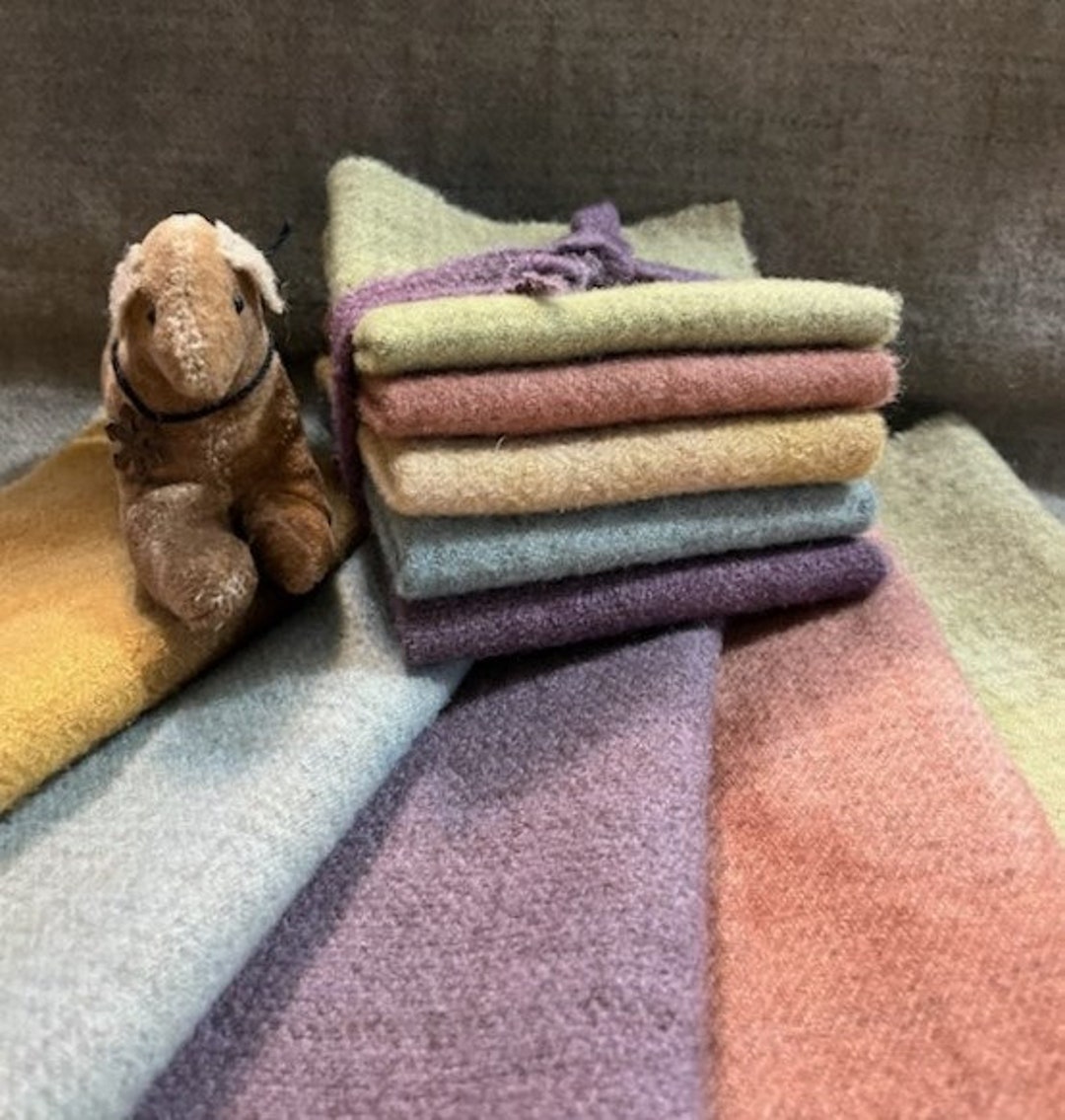 Hand-dyed Wool Fabric Bundle - Think Spring - 100% Wool, Hand-dyed by ...