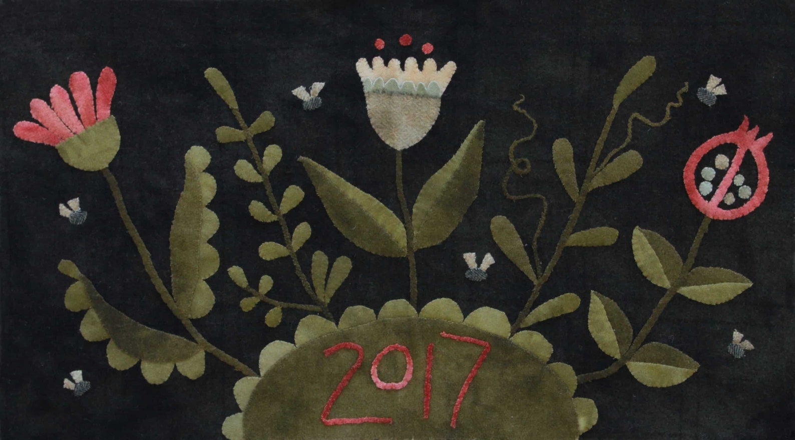 Primitive Wool Applique Pattern Flowers on the Hill by Maggie | Etsy