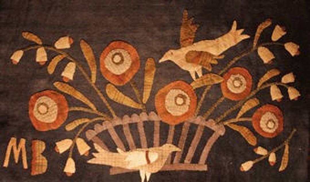 Primitive Wool Applique Pattern Garden Table Top Basket by Maggie ...