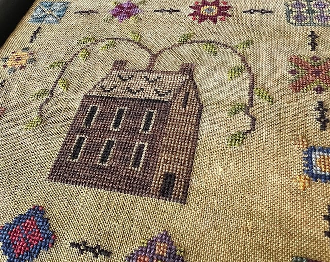 Primitive Cross Stitch Saltbox Quilt Sampler by Brenda Gervais - Etsy