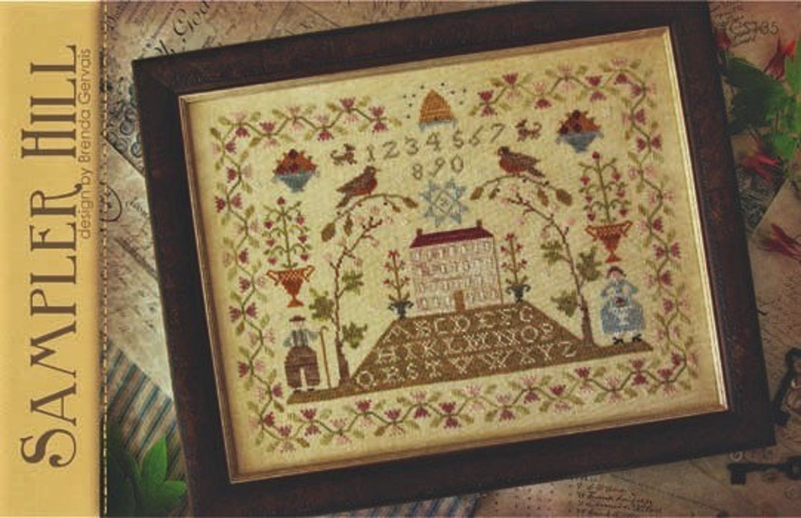 Primitive Cross Stitch Pattern Sampler Hill by Brenda Gervais - Etsy