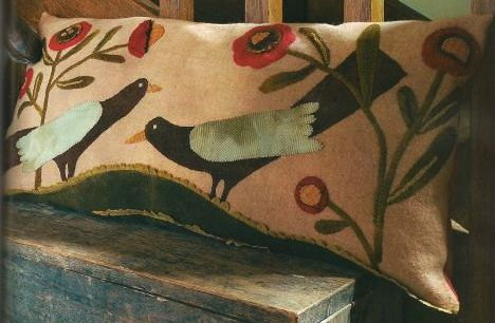 Wool Applique Pattern Two Birds in the Garden by Maggie | Etsy