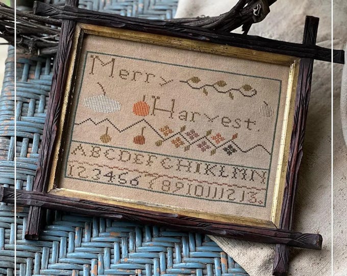 Primitive Cross Stitch Pattern Merry Harvest by Lori Brechlin - Etsy