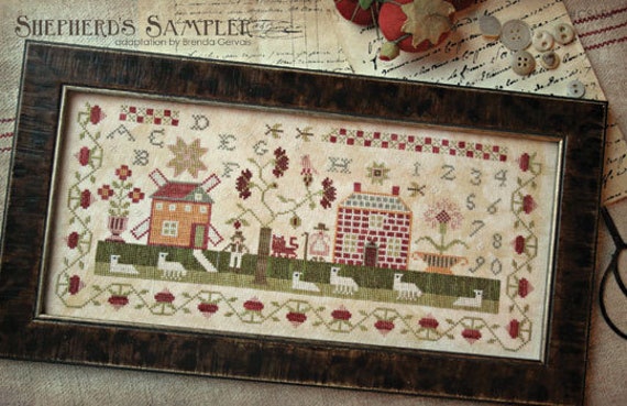 Primitive Cross Stitch Pattern A Shepherd's Sampler by | Etsy