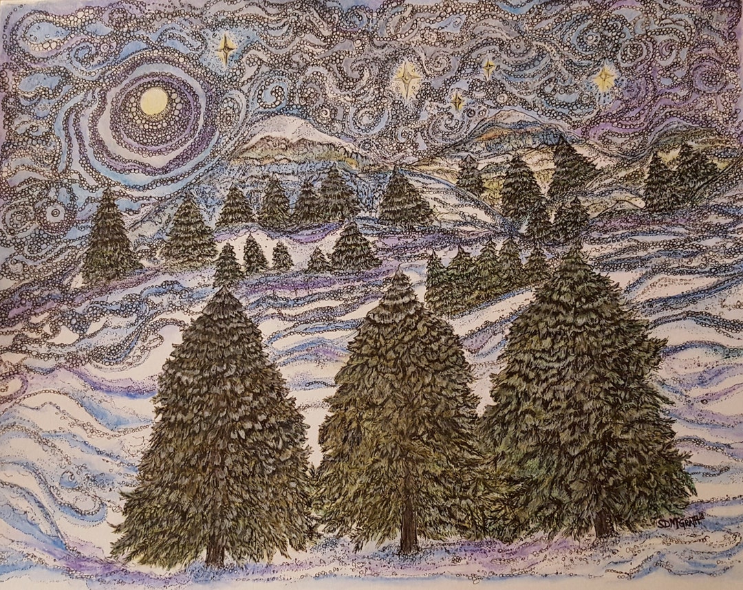 Snow Scenery -"snowed In" Original Painted Drawing in Watercolor ...