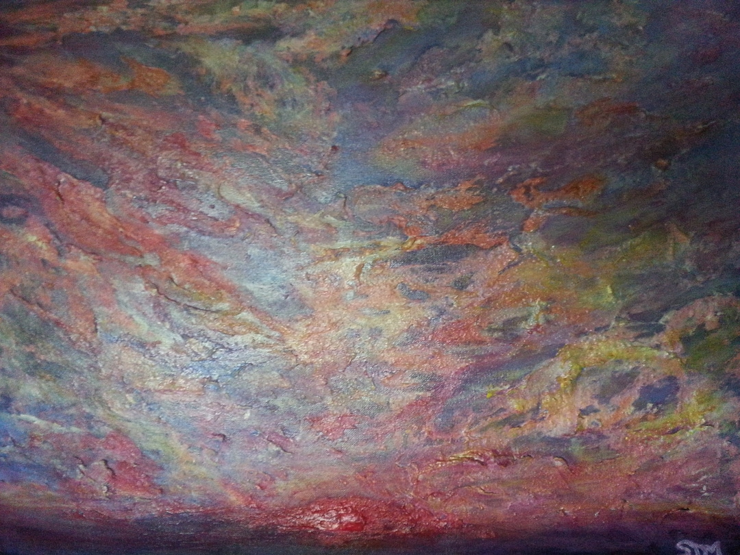 Textured Sunset Painting: Original Acrylic Mixed Media Art - Etsy