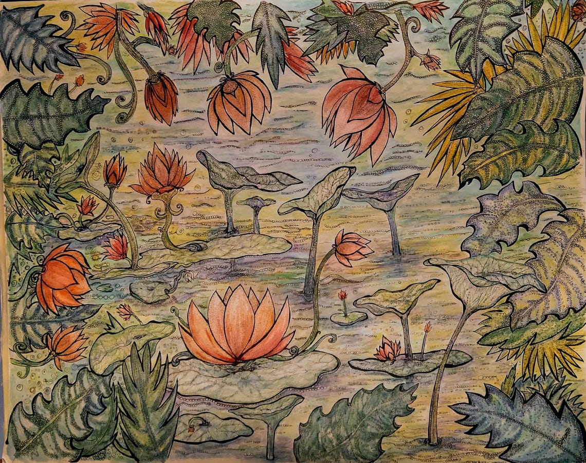 Original Painted Drawing, "self-transcendence", 19x24" Bristol Board ...