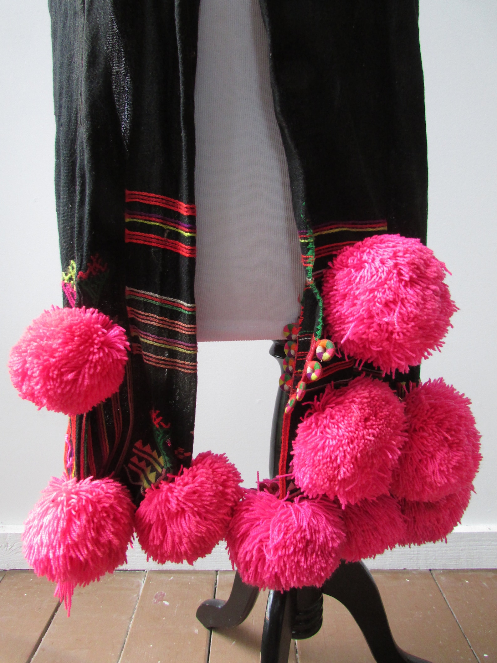 Vintage Vietnamese Ethnic Tribes Scarf With Huge Pink Pom Poms Hills ...