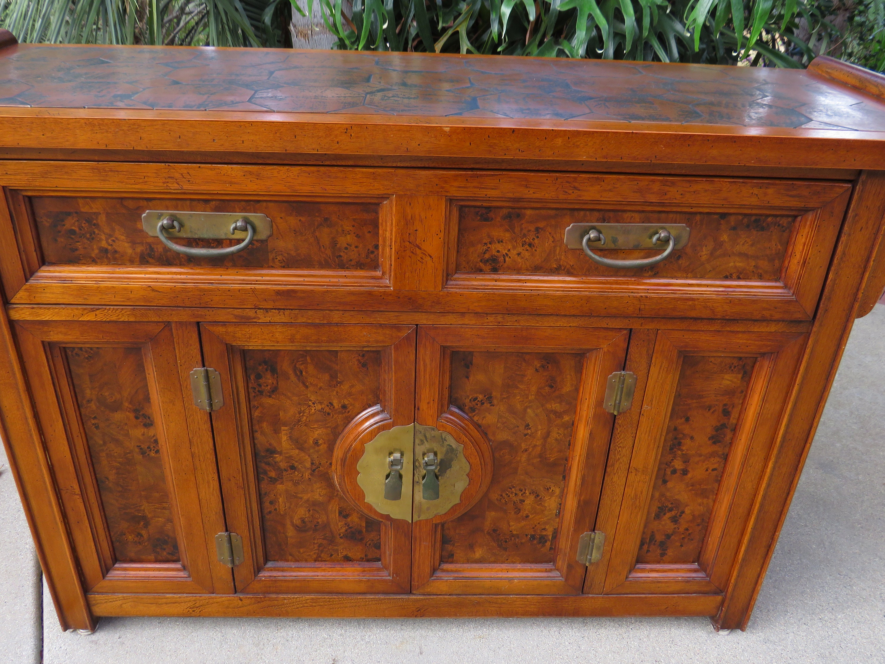 Vintage Bernhardt Chinoiserie Cabinet Asian Style Storage Brass ...