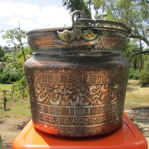 Antique Turkish Food Bucket Solid Copper With Koranic Engraving and ...