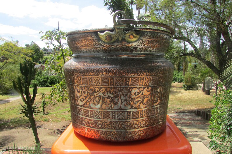Antique Turkish Food Bucket Solid Copper With Koranic Engraving and ...