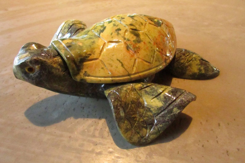 Carved Soap Stone Turtle Hawk Bill Turtle Ocean Nature Home - Etsy