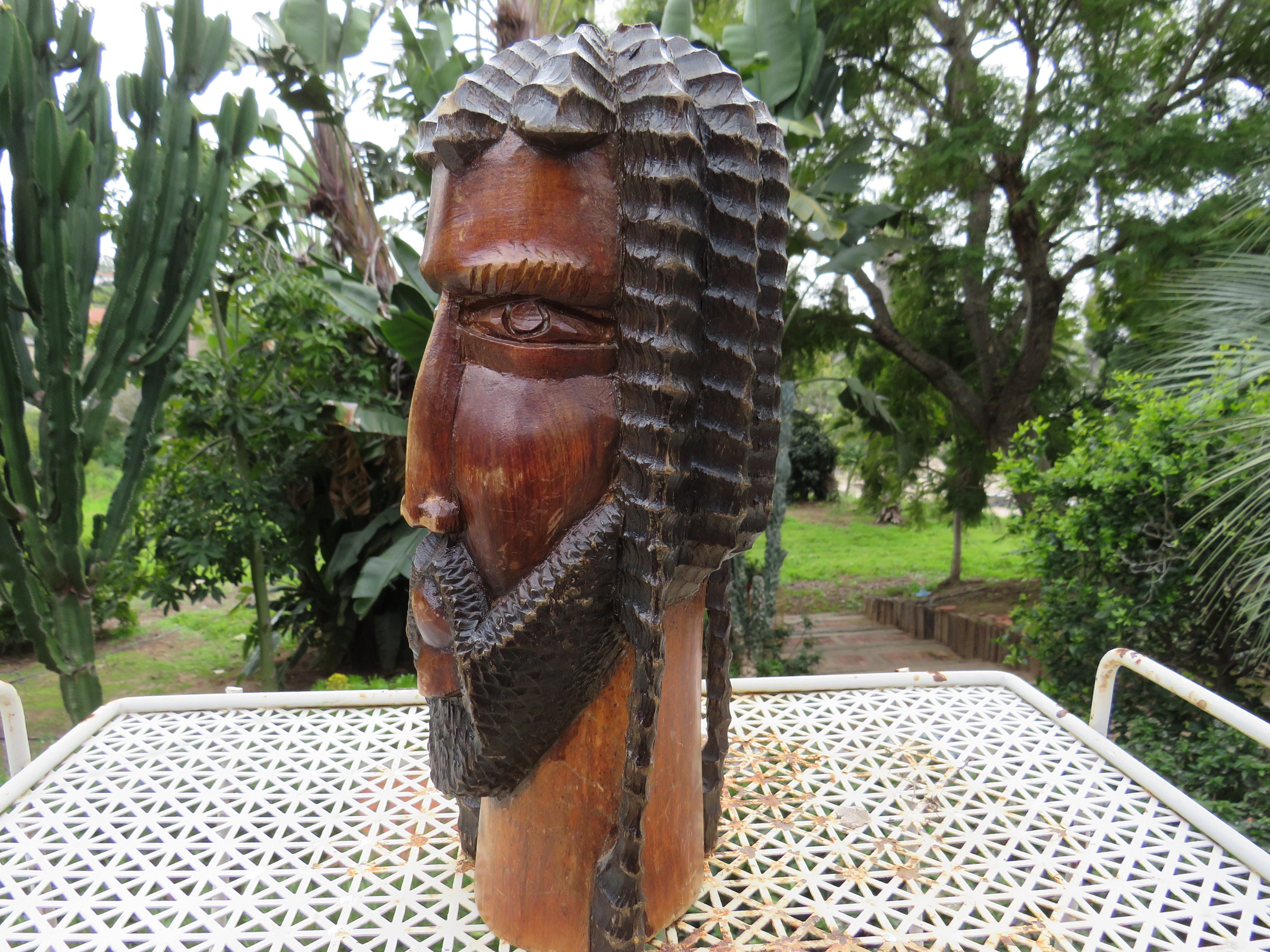 Vintage African Wood Carving Man With Dreadlocks and Beard Vintage ...