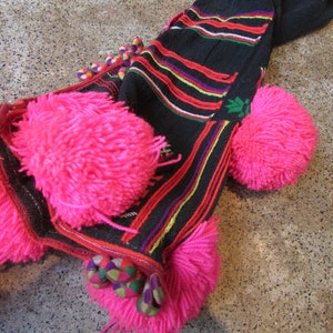 Vintage Vietnamese Ethnic Tribes Scarf With Huge Pink Pom Poms Hills ...