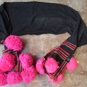 Vintage Vietnamese Ethnic Tribes Scarf With Huge Pink Pom Poms Hills ...