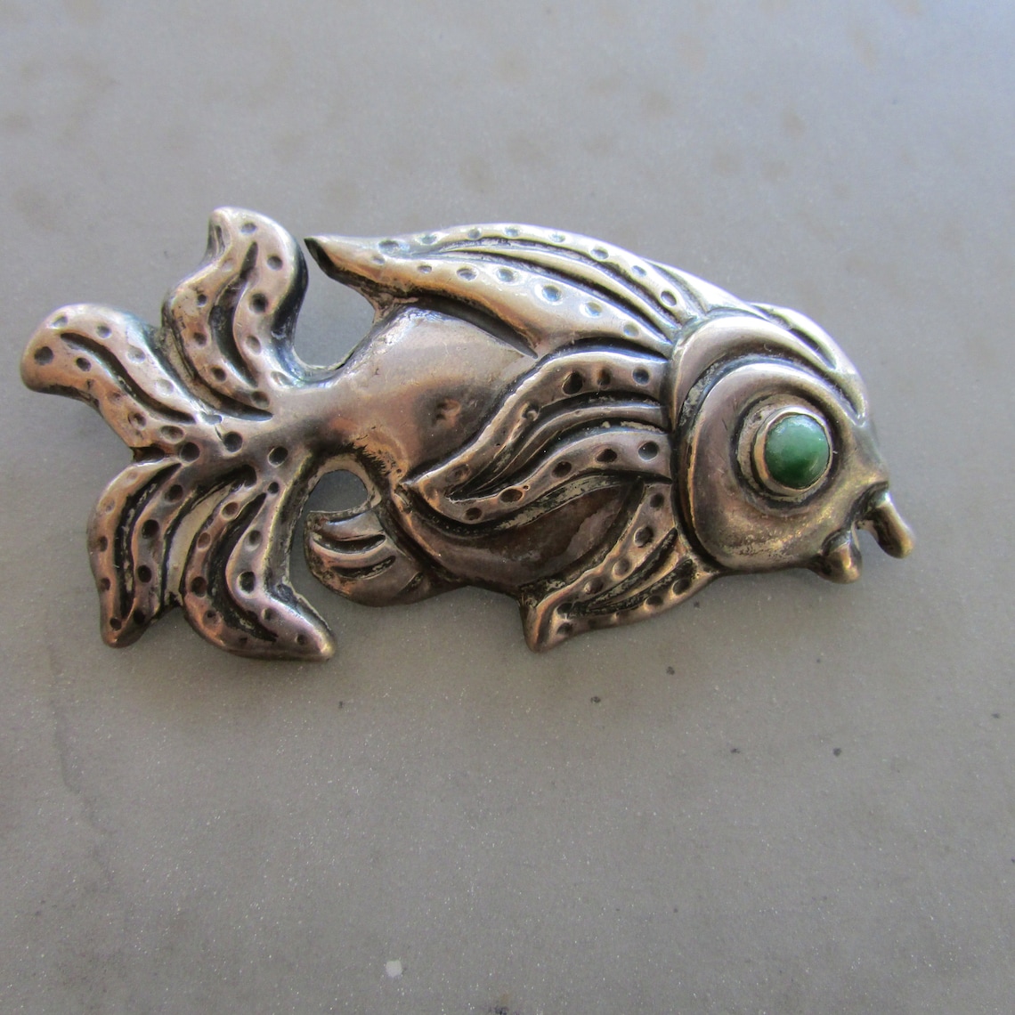 Vintage Large Sterling Silver Mexican Fish Brooch Pin Puffy - Etsy