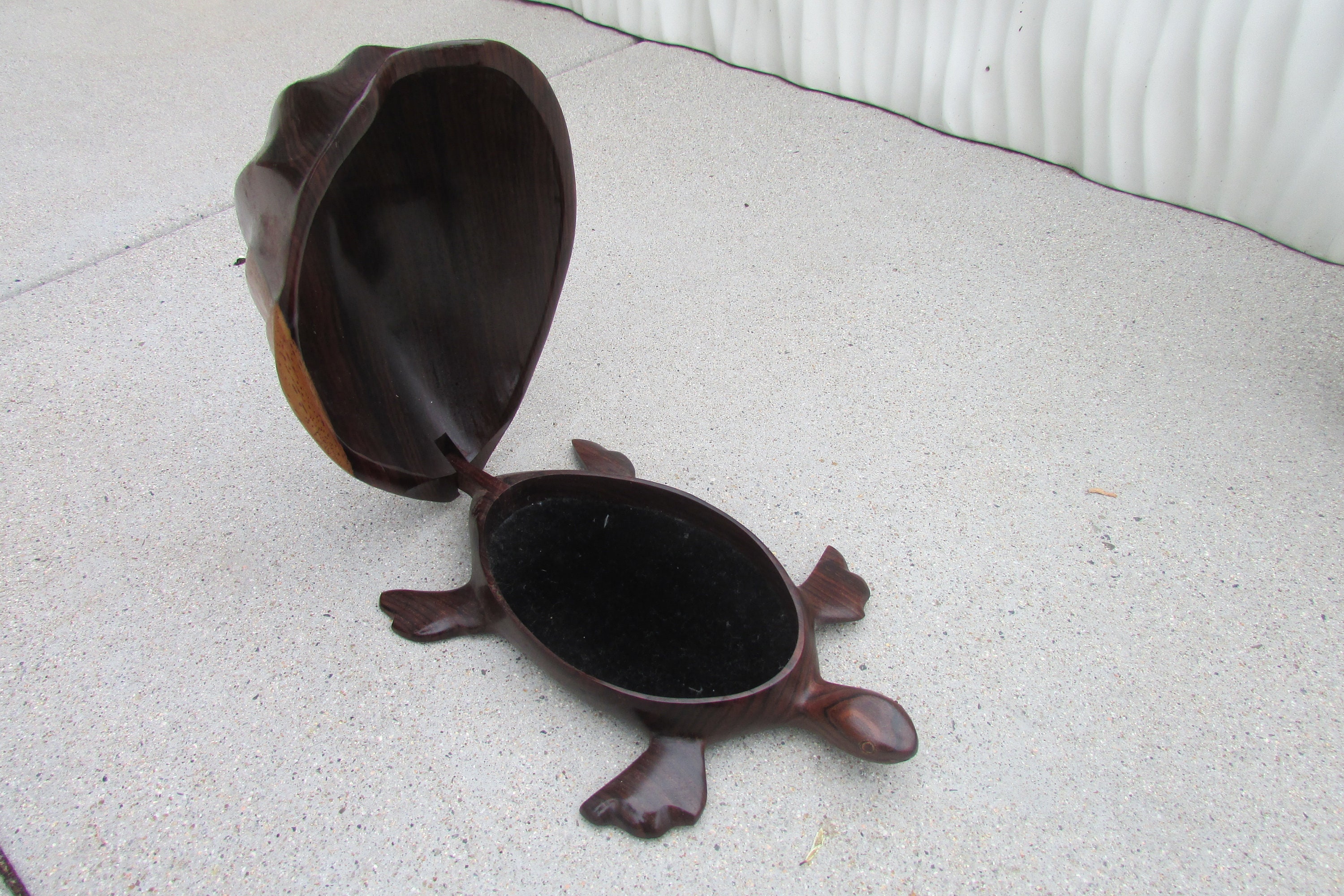 Vintage Ironwood Turtle Carving Trinket Box With Shell That Opens to ...