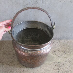 Antique Turkish Food Bucket Solid Copper With Koranic Engraving and ...