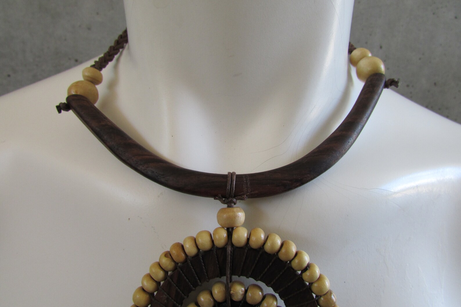 Hand Made Boho Hippie Choker Wood Sea Shells Beads Cord Adjustable ...